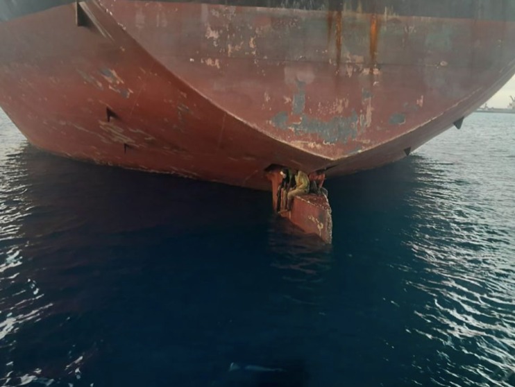 Three people found sitting on ship’s rudder survived an 11-day voyage